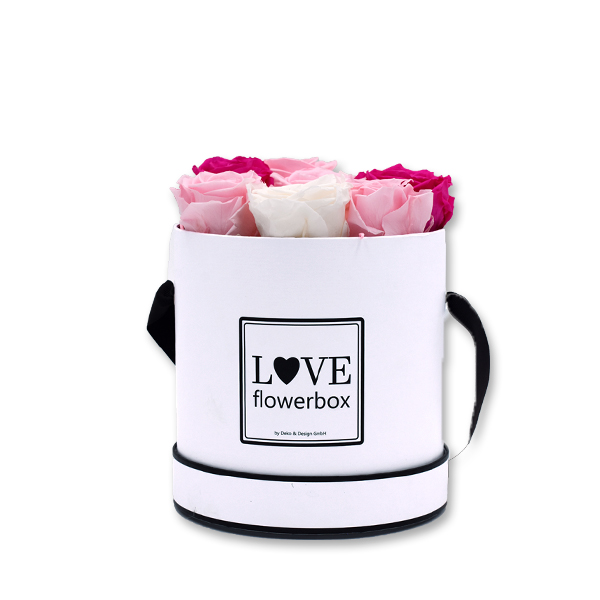 Rosenbox Infinity Rosen weiss rosa pink | Flowerbox | Blumenbox | M Modern white
